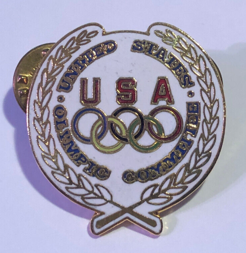 US Olympic Committee Pin USA White Enamel Background -SHIPS FREE USPS ...