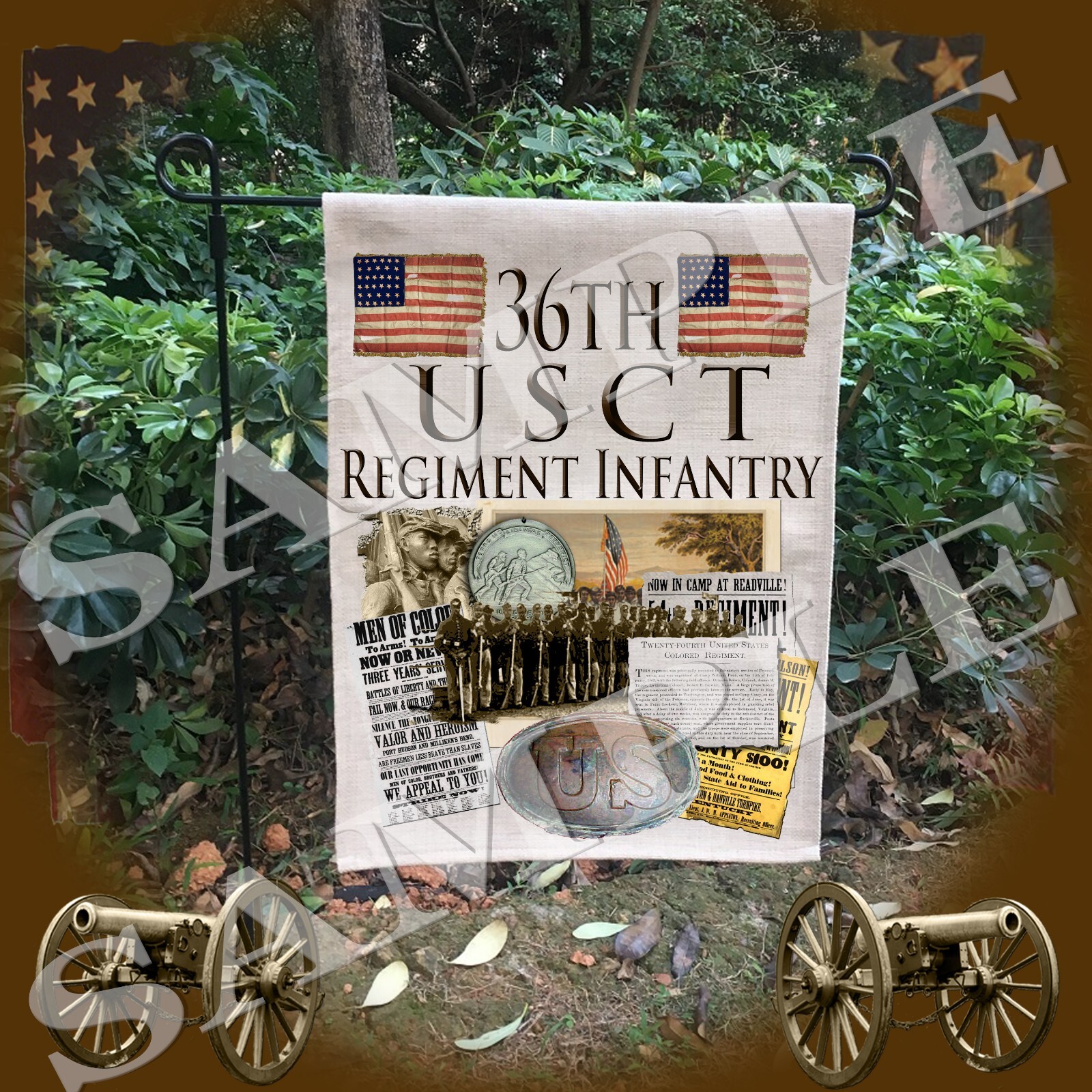 36th USCT Regiment Infantry American Civil War themed linen garden/yard ...