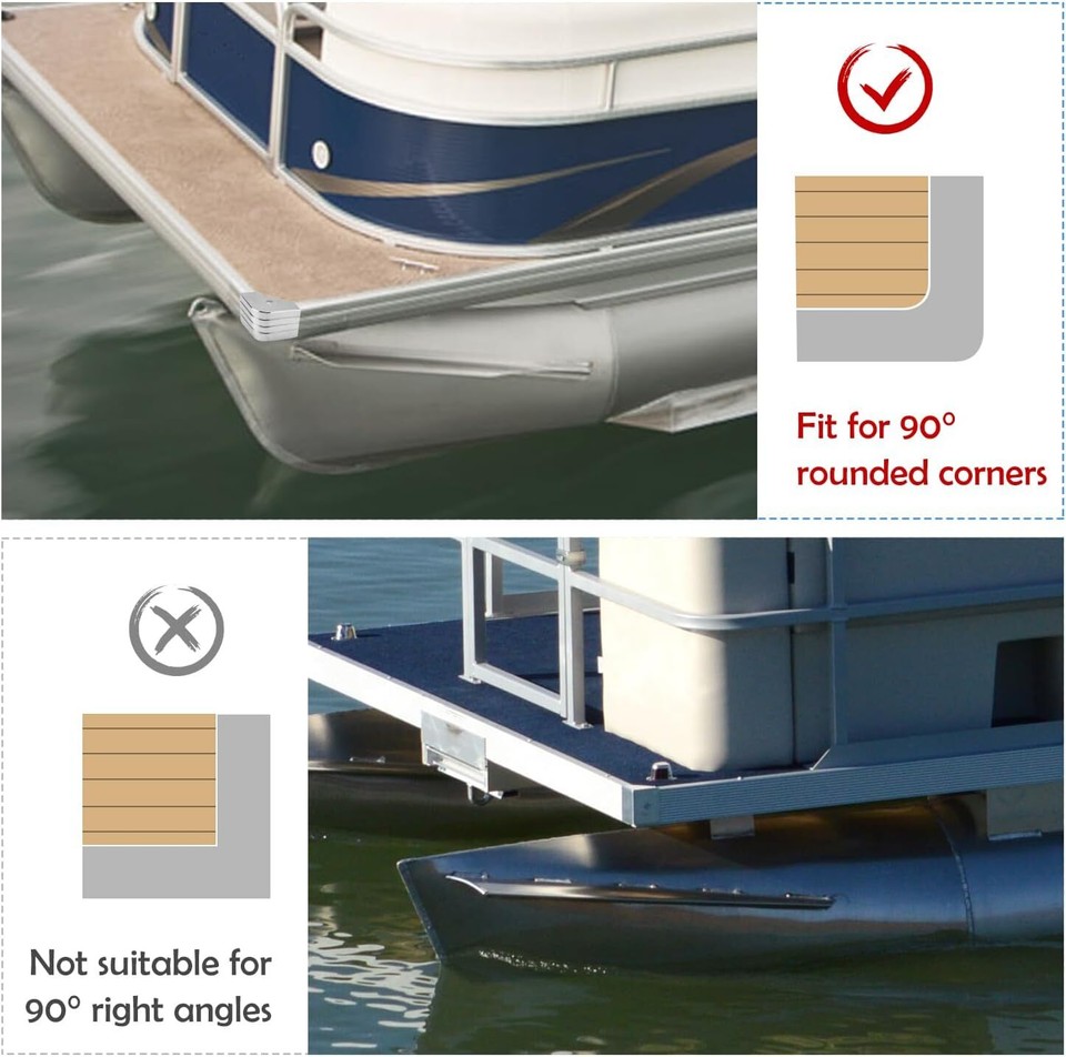 Pack of 2 Aluminum Boat Deck Corner Pontoon Corner Cap For 90° Rounded ...