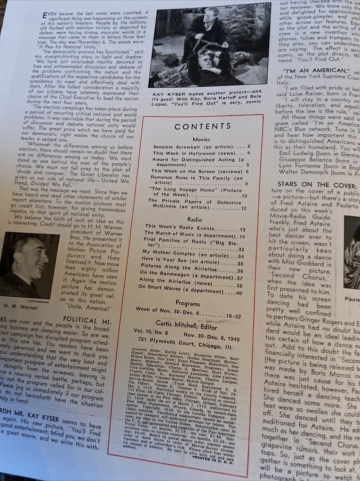 Movie Radio Guide magazine 1940 Fred Astaire Paulette Goddard - Mint ...