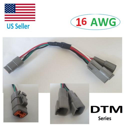 1pc Y-split female 4 Port DTM-4 to two male 4 Port DTM-4 Cable for CAN ...