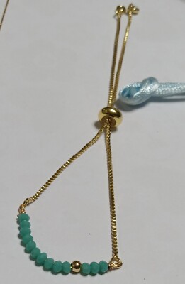 Salty Cali Sprinkle Of Cyan 18KGold Plated Stainless Steel Adj Bolo ...