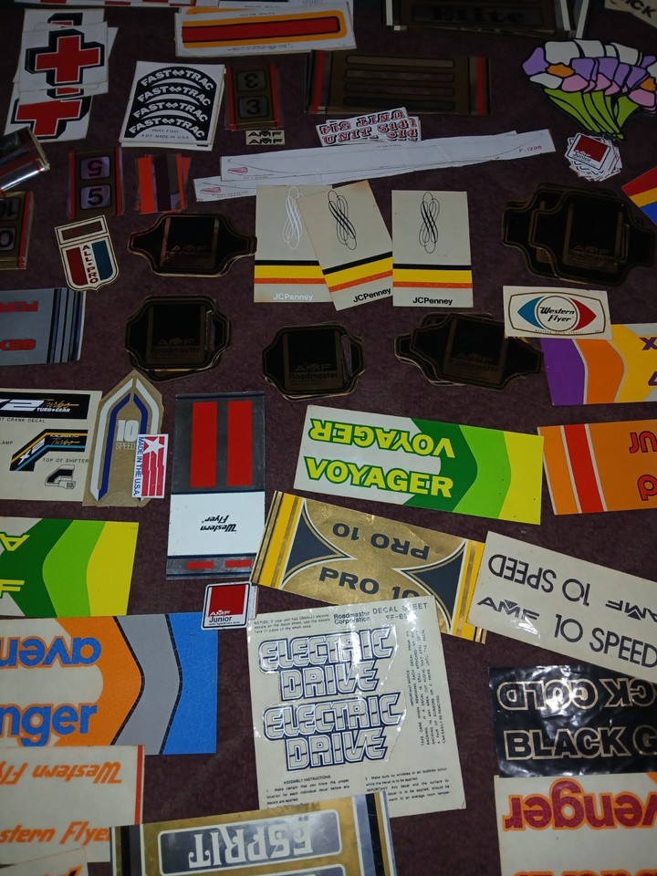 Big Lot Of Amf Roadmaster Bicycle Decals Western Flyer. Free Spirit | eBay