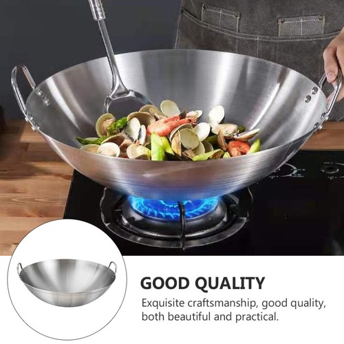 Chinese Stir Fry Pan Stainless Steel Deep Frying Pan Heating Pot For ...