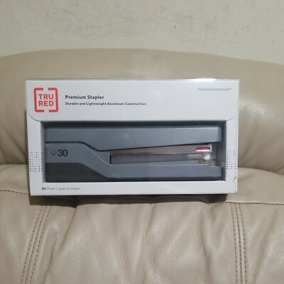 New TRU RED Premium Desktop Stapler 30-Sheet Capacity Gray/Red TR58077 ...