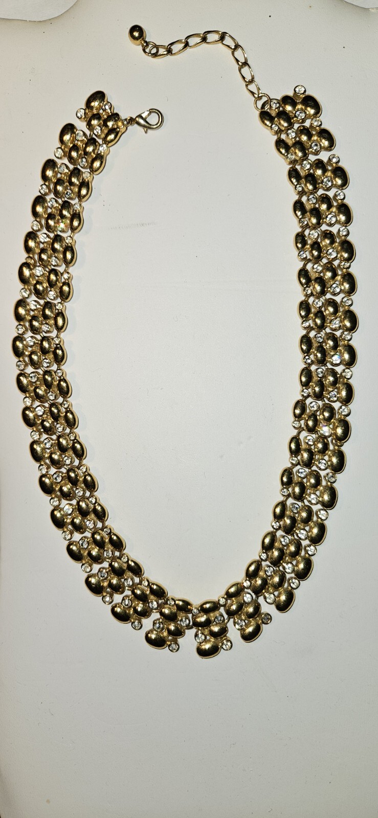 Napier Gold Tone Choker/Necklace Rhinestone Studded G… - Gem