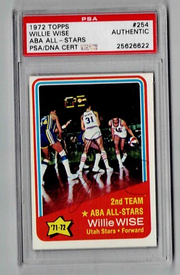 1972 Topps #254 Willie Wise Utah Stars All Star Card PSA Autographed signed | eBay