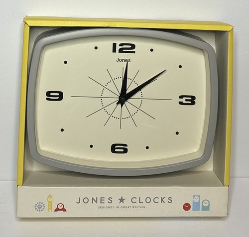 JONES CLOCKS Movie Retro Wall Clock Rectangular In Gray New! | eBay