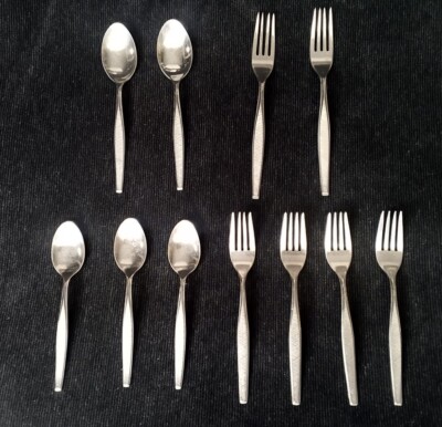 Gorham Stainless Flatware FABRIQUE 11 Pc Lot Pattern Textured Handles ...