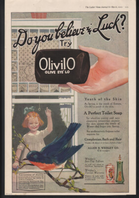 1919 OLIVILO SOAP BLUEBIRD CHILD BATH HAIR LUCK SUPERSTITION HOME19648 ...