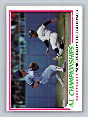1978 Topps Baseball Card A.L. Championships Yankees Defeat Royals #411 ...
