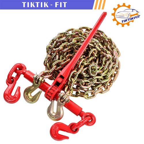 Cargo Chain Binder Kit 3/8" Grade 70 Extra Long 20 Foot Chain Heavy ...