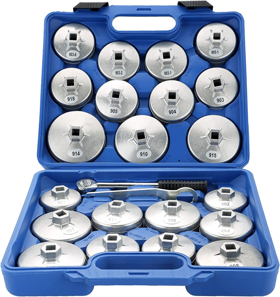 23PC Oil Filter Removal Cap Wrench Garage Socket Set Automotive Removal ...