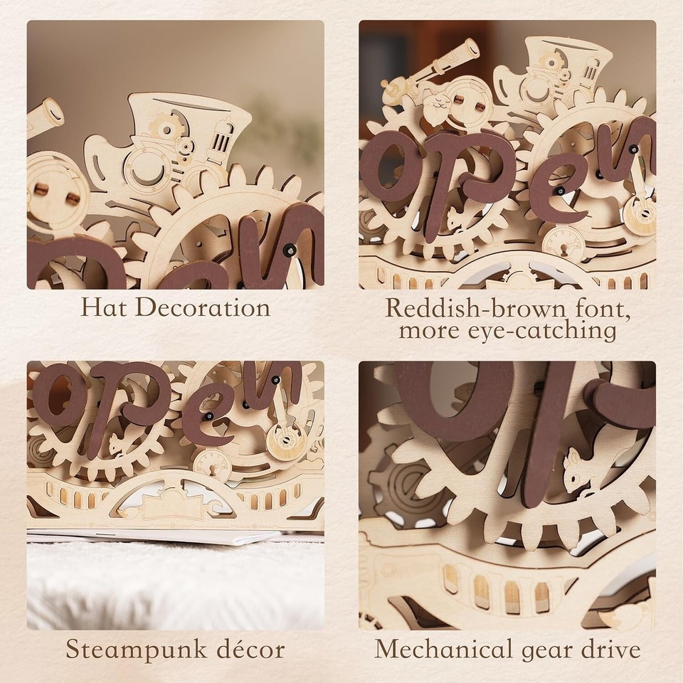 ROKR Open Closed Sign 3D Wooden Building Model Kits for Adults Shop ...