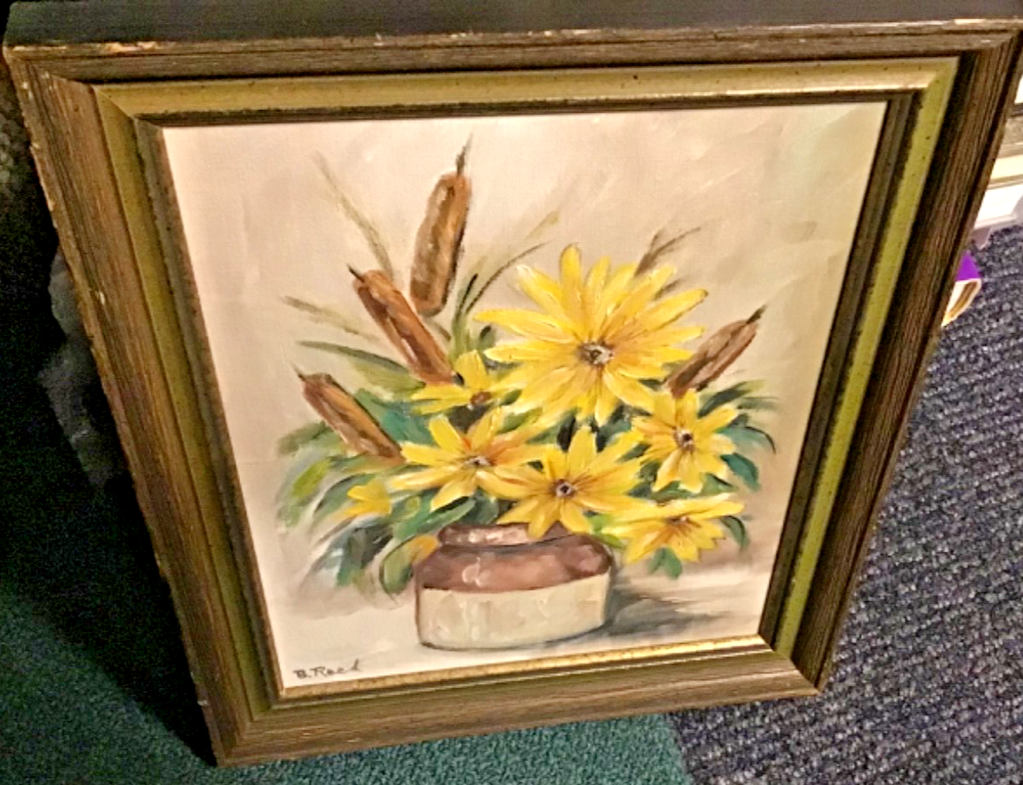 OOAK Original Art Oil Painting Signed B.Reed~{Beckie}~Cattails&Flowers ...