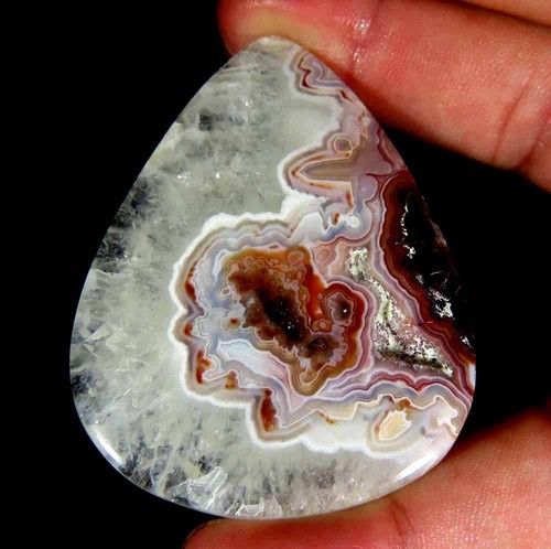 123.90cts.Natural Druzy Classic Crystal Crazy Lace Agate Pear Cab ...