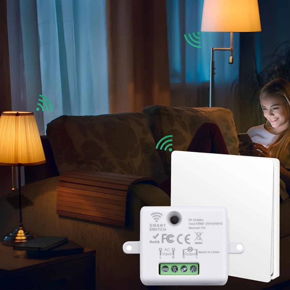 433MHz Wireless Remote Control Kinetic Self-powered Wall Light Switch ...