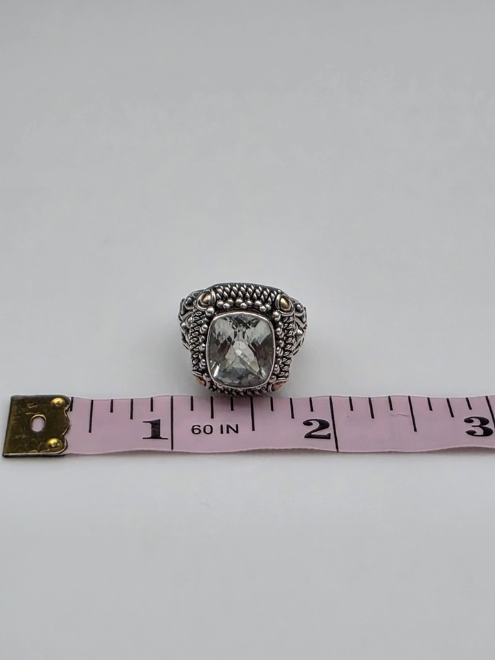 BA 18K YELLOW GOLD STERLING SILVER 925 QUARTZ INDONESIA RING SIZE 6 | eBay