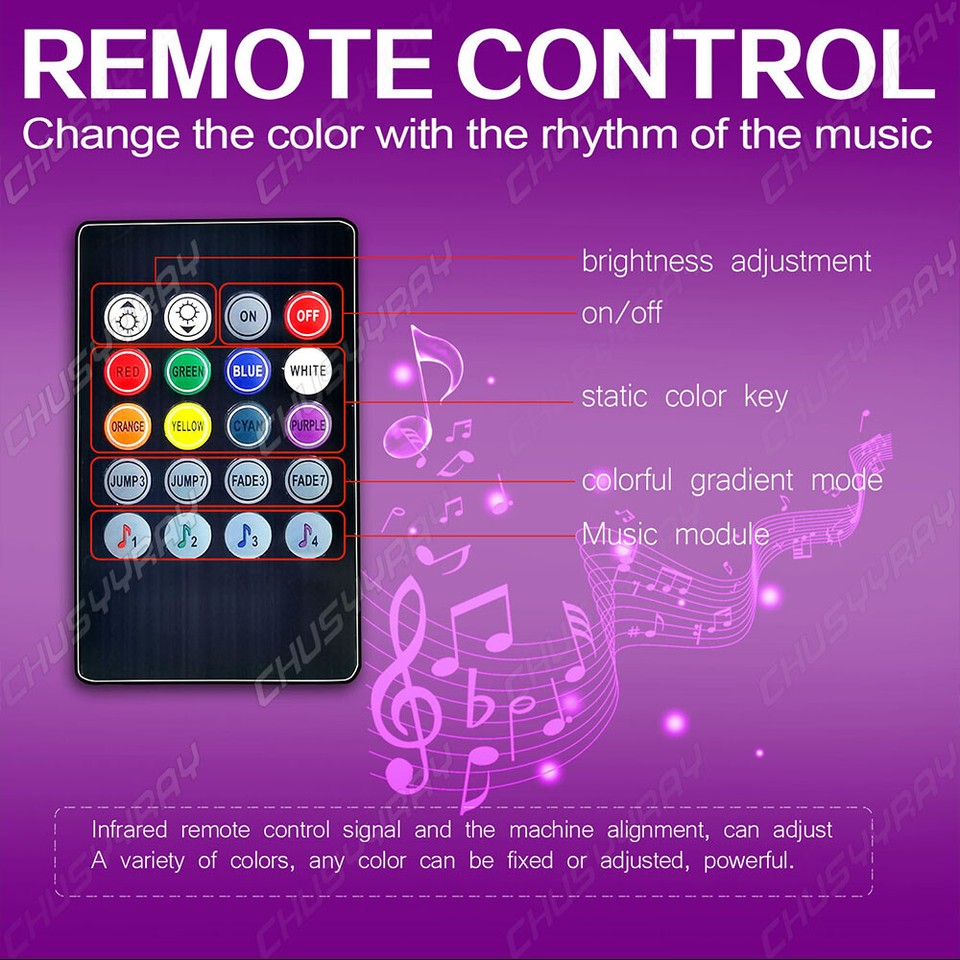 4Pcs RGB PC Case LED Strip Computer Light Bar PC Game Light With remote ...