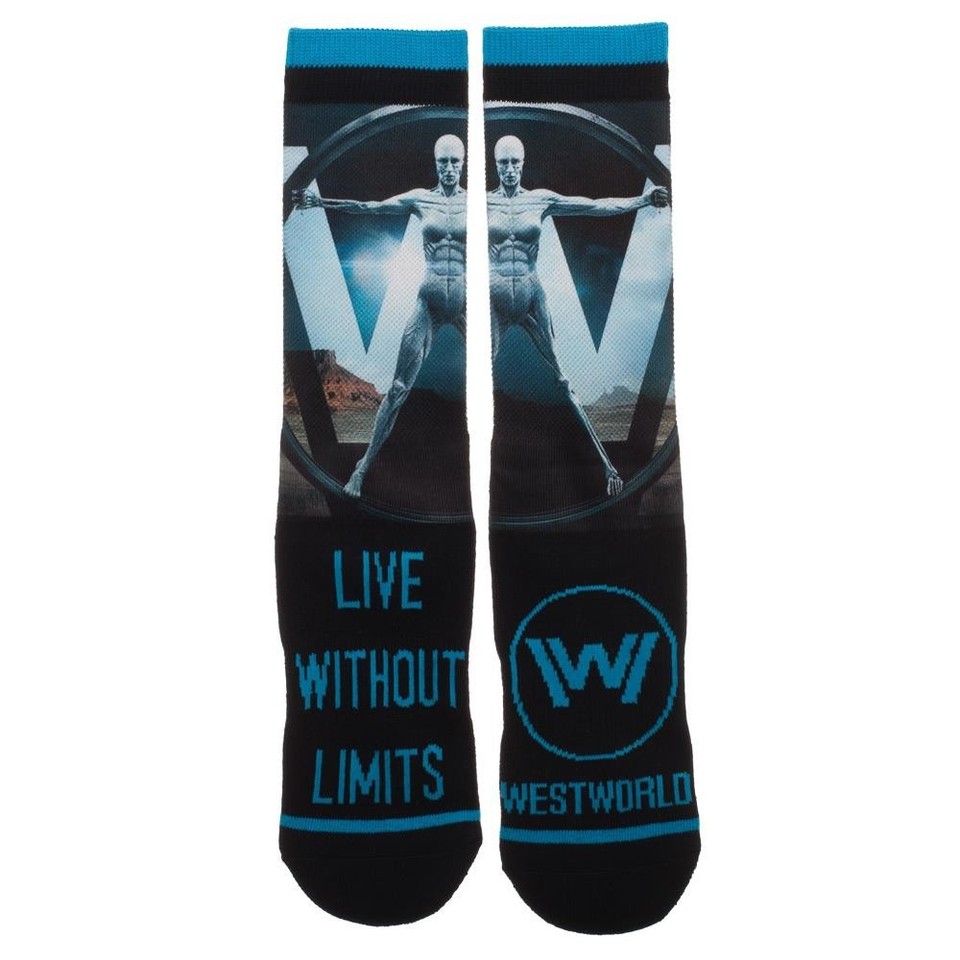 WestWorld HBO Sublimated Ink Panel Men's Crew Socks Live Without Limits ...