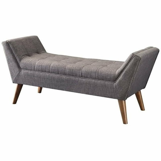 Mid-century Modern Gray Upholstered Accent Bench by Coaster 500008 for ...