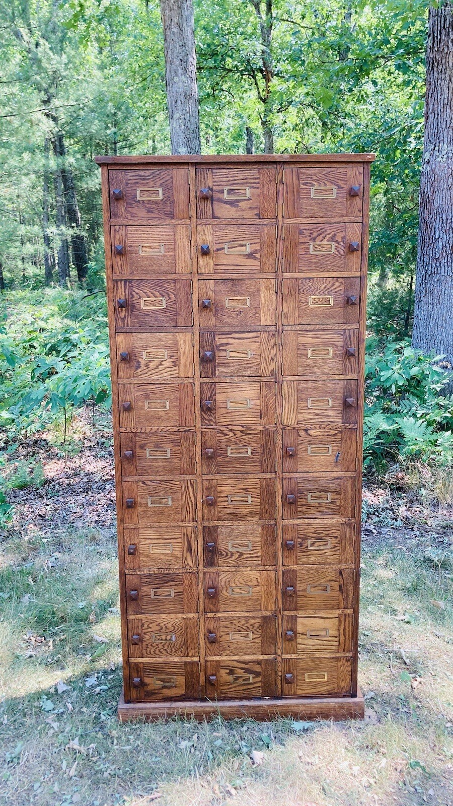 Rare Antique Oak Post Office 33 Door File Cabinet Apothecary Card ...