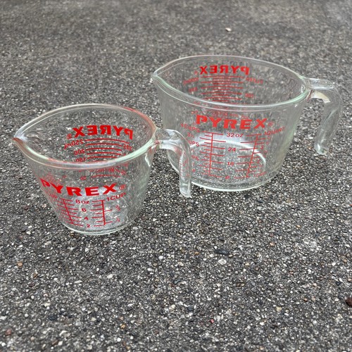 Pyrex Measuring Bowl Cup Lot of 2 Red Pyrex~ 1 Cup & 1 Quart | eBay