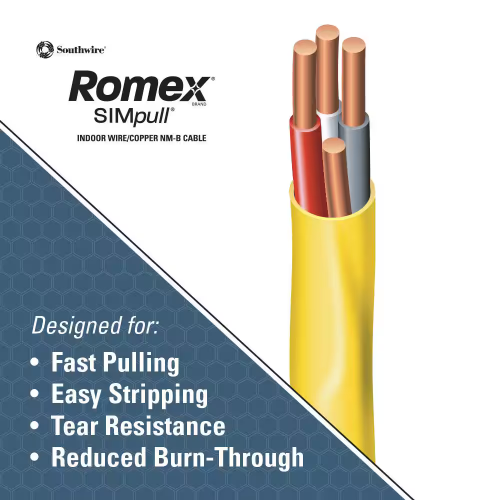 Romex 250 Ft 12/3 Solid SIMpull NM-B W/G Wire Electrical Indoor Home ...