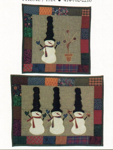 Tall Hat Snowmen 2 Winter Snowman Designs Wall Quilt Pattern Primitive ...