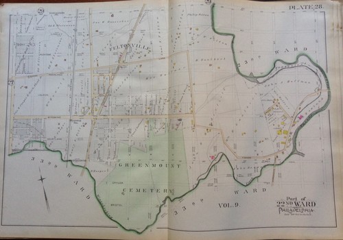 1889 G.W. BROMLEY FELTONVILLE GREENMOUNT CEMETERY PHILADELPHIA PA ATLAS ...