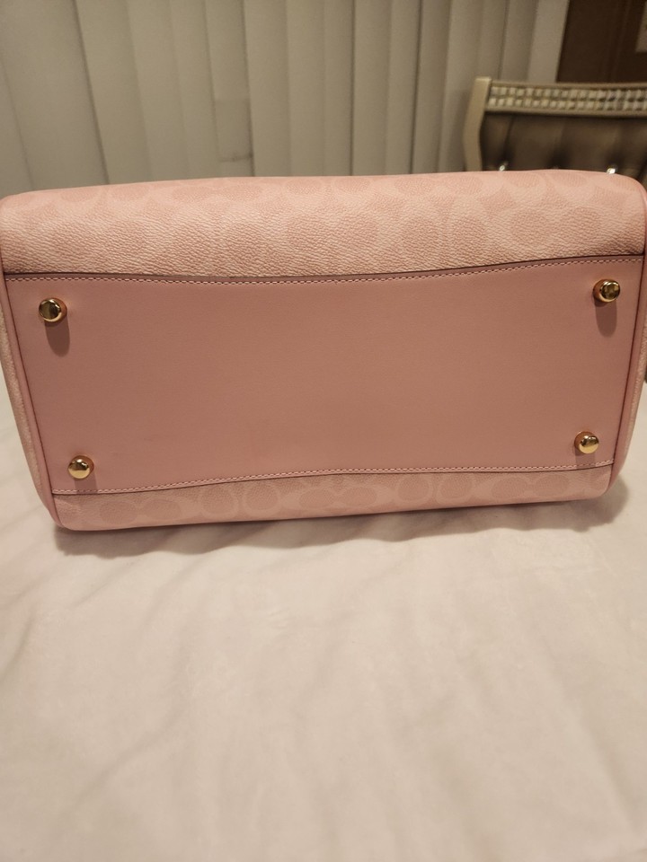 NWT Coach Large Rowan Satchel Bag In Signature Canvas Powder Pink Hand ...