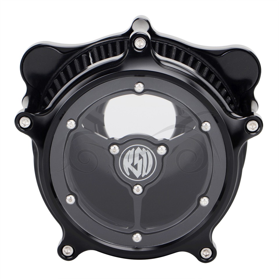 CNC Clear Air Cleaner Intake Black Filter For Harley Touring Electra ...