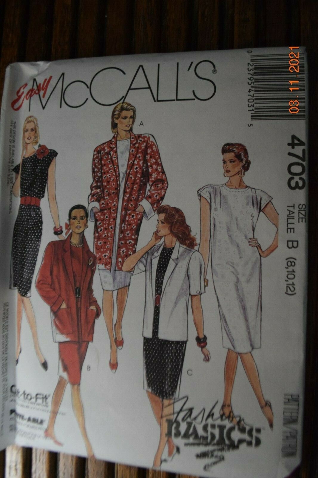 McCall's 4703 MS Unlined Jacket & Dress PATTERN 8-10-12 Uncut | eBay