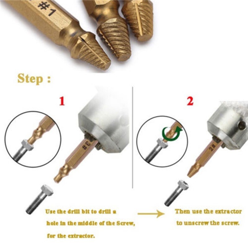 Durable Titanium Coated Screw Extractor Drill Bit Set for Various ...