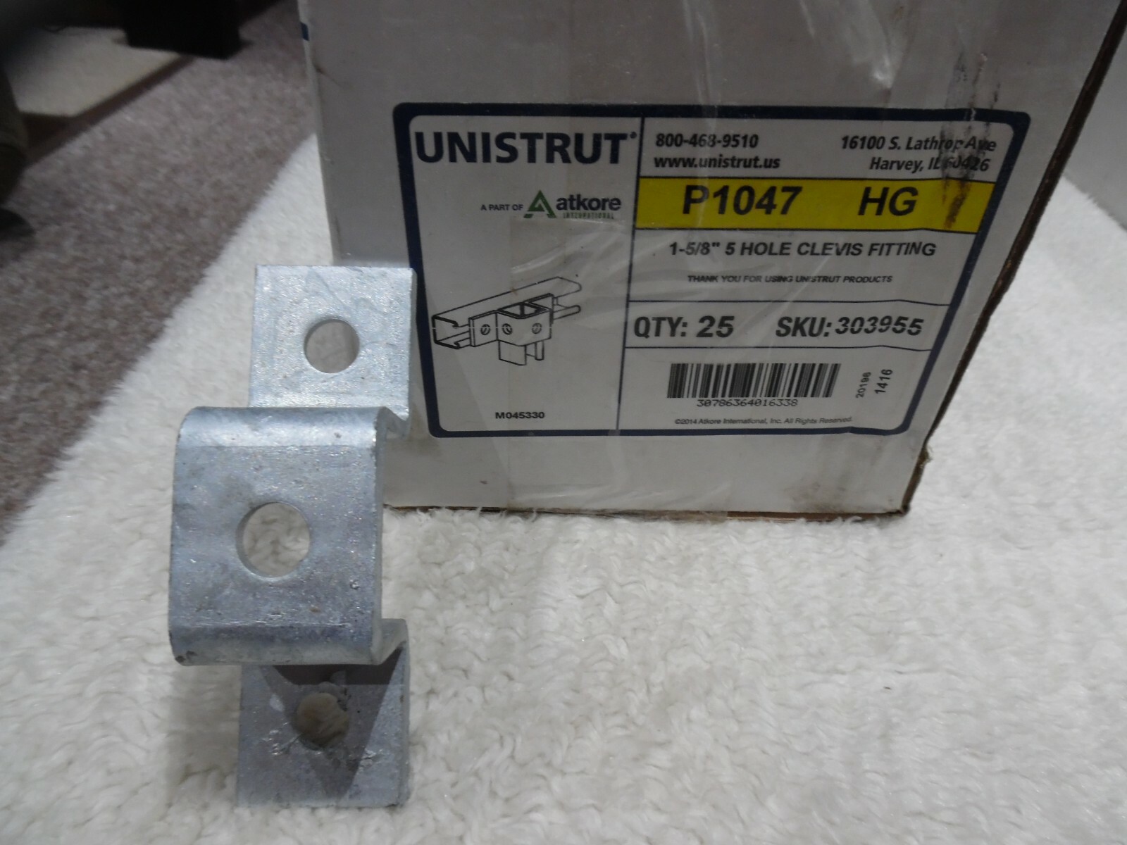 25 pc's UNISTRUT P1047-HG 5 Hole U FITTING 1 5/8 Inch Channel Width Box ...