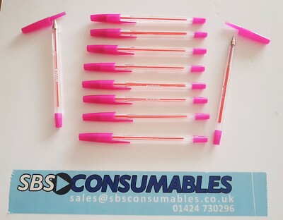 30 x Pink Focus Ballpoint Biro Pen Medium Point Smooth Ink 8640 17 ...