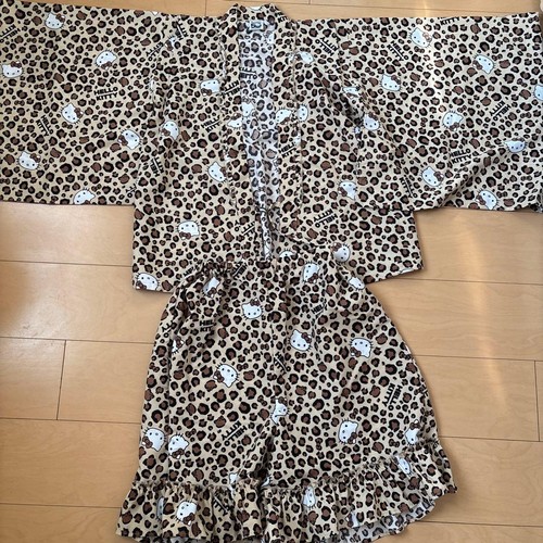 Hello Kitty Leopard Print Jinbei ML Size Costume Pajama Sleepwear Japan ...
