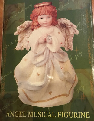Cracker Barrel Musical Angel Figure White Beige Praying 10” Beige In ...
