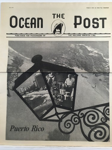 Vtg 1968 Puerto Rico The Ocean Post Newspaper Holland America. 8 Pages ...