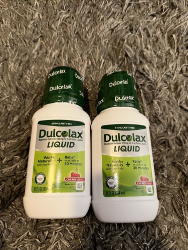 New 2PK Dulcolax Liquid Laxative 1200mg Stimulant Free, Cherry 12 Fl oz ...