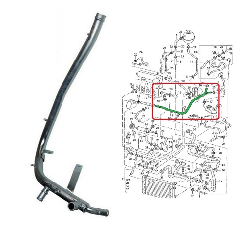 Water Coolant Pipe Tube For Volkswagen Transporter T4 2.4 2.5 95-03 ...