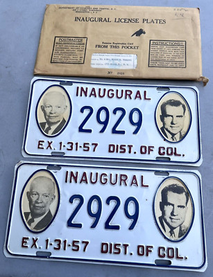1957 Presidential Inauguration Inaugural License Plate Set Eisenhower ...