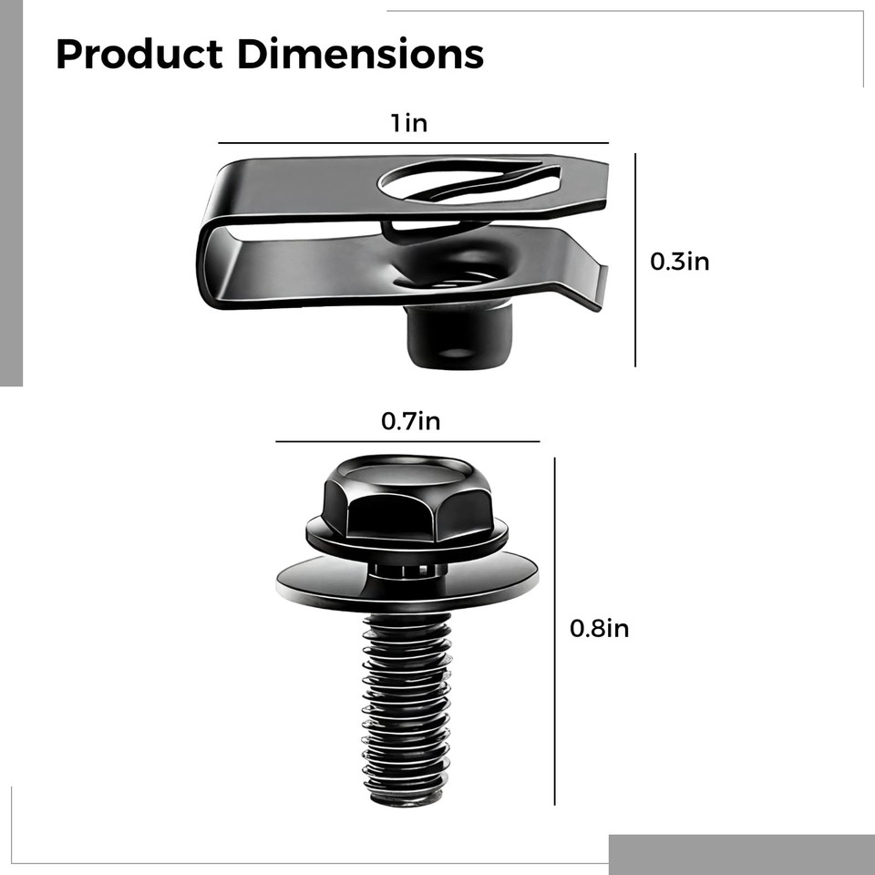 U-Clip Nuts and Bolts Set 40 Packs, Metal Speed Fastener Clips W ...