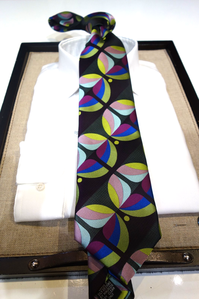 Verse 9 for Ben Crump Tie Necktie Green Pink Royal Blue Geometric Mod ...