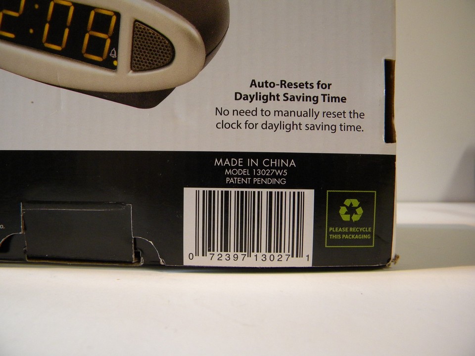 Acurite Self Setting Alarm Clock I3027WS Gray Auto Daylight Savings ...