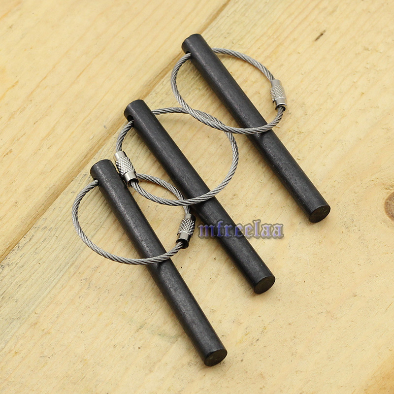 3PCS 3" x 0.3" Drilled Ferrocerium Ferro Rods Flint Fire Starter & Wire ...