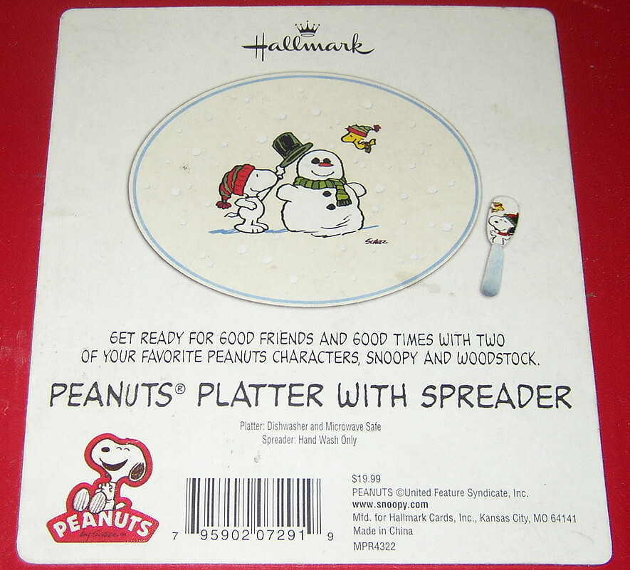 Hallmark Peanuts Snoopy Woodstock Ceramic Serving Platter Plate Knife ...