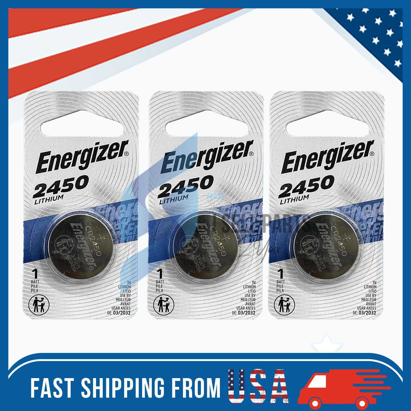 3 Pack New Fresh Energizer ECR2450 CR2450 BR2450 Lithium 3V Battery Exp ...