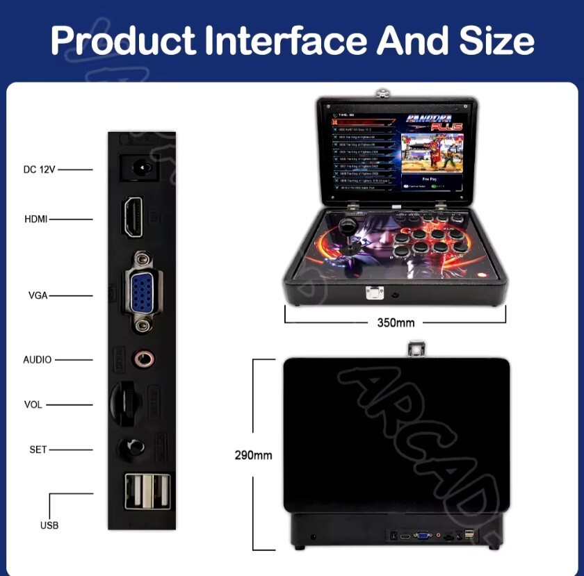 Portable retro arcade Game Machine with 14" Screen pandora saga dx2 ...