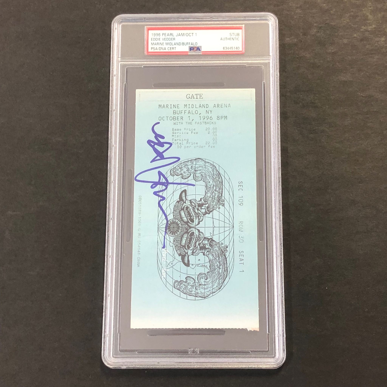 Eddie Vedder Signed Ticket Stub PSA/DNA Slabbed Autographed Pearl Jam ...